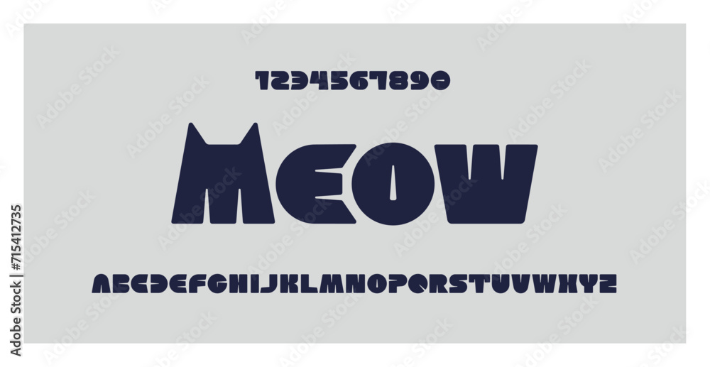 Meow font. Alphabet for logo design, print, shirt. Cute cartoon art ...