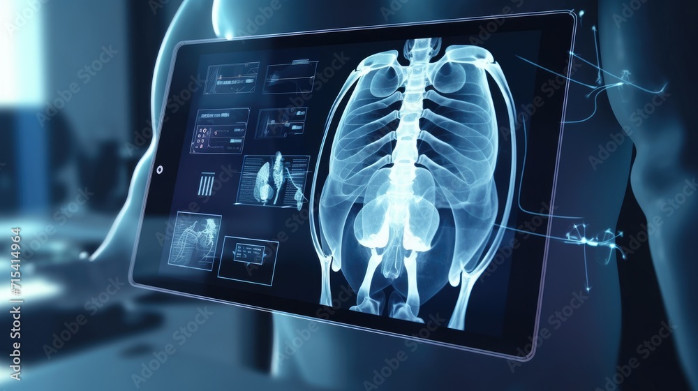 X-rays view scan of human body organ anatomy. Medical check up scanner ...