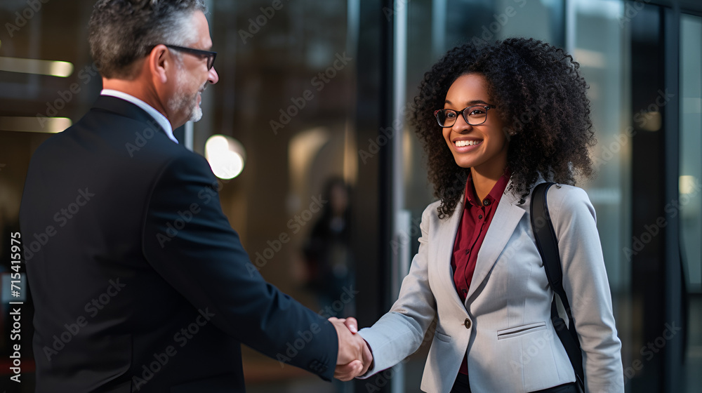 An African American teenage girl experiencing her first job offer, a ...