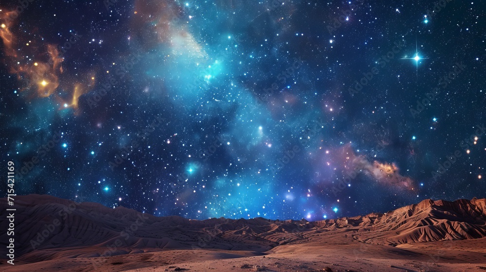 Celestial Night Sky: Glowing Stars and Nebulae Painting a Cosmic Canvas ...