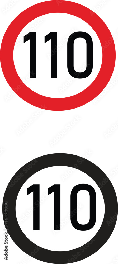 110 speed limit sign in two colors suitable for transportation uses ...