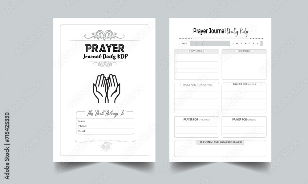 Vetor de Prayer Journal (Daily). Daily Gratitude Monthly & Yearly ...