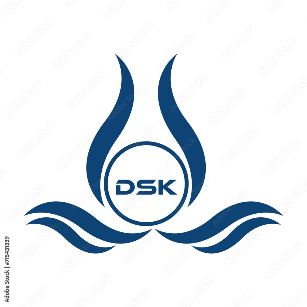 DSK letter water drop icon design with white background in illustrator ...