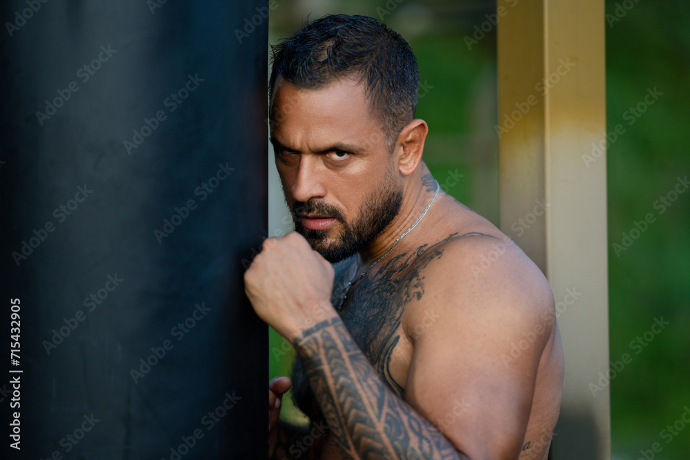 Man street gang, social problem. Boxing outdoor. Gangster, Angry Man ...