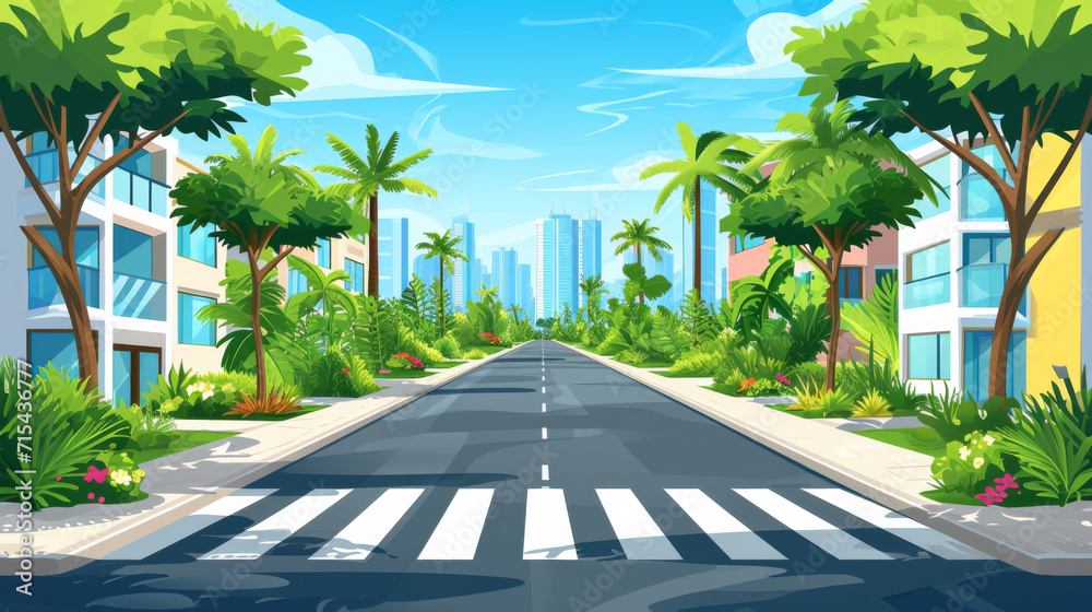Street of town vector city with path and roads pedestrian crossings and ...