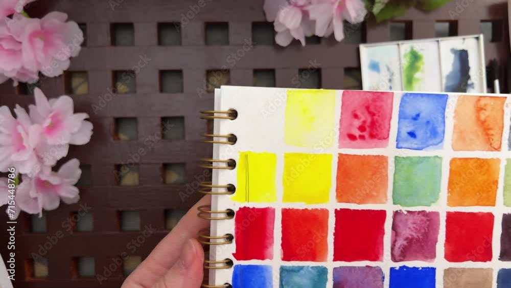 POV artist looking at mixing color chart and choosing tints and shades ...