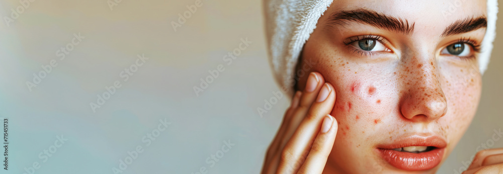 Teenage Girl In Puberty With Pimples And Acne Stock Photo Adobe Stock