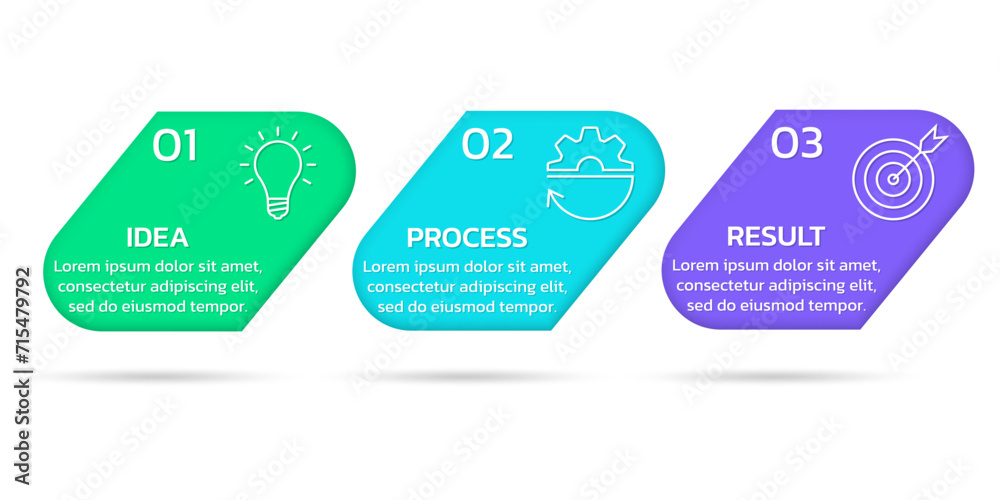3 step info graphic. Process diagram, chart with business icons. Three ...