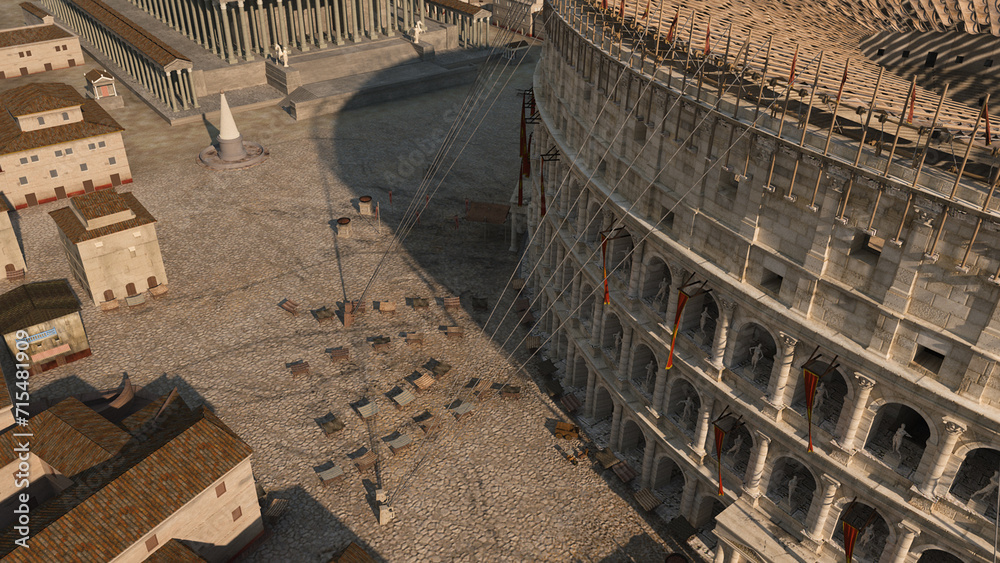 roman colosseum scientific 3D reconstruction with animated detail of ...