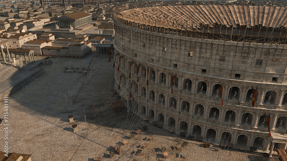 roman colosseum scientific 3D reconstruction with animated detail of ...
