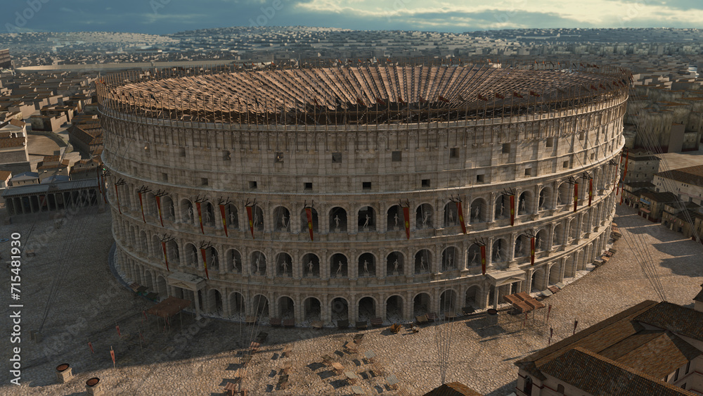 roman colosseum scientific 3D reconstruction with animated detail of ...