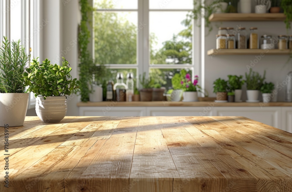 kitchen countertop background or interior kitchen in white with wooden ...