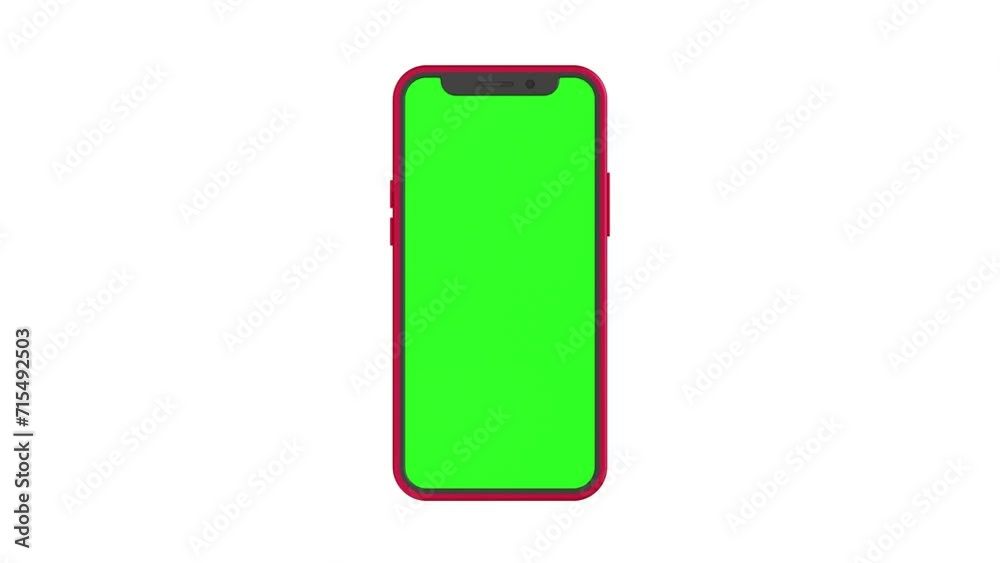 Smartphone with green screen slide on white background for chroma key ...