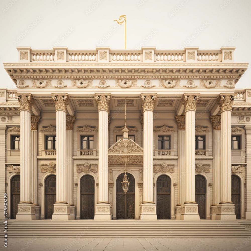 Neoclassical government building with grand pillars and intricate ...