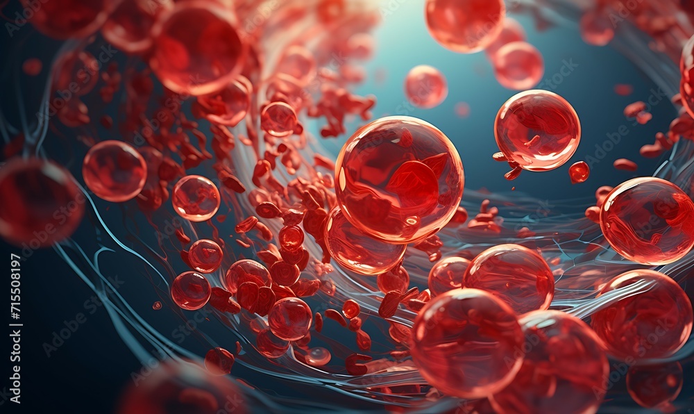 Blood circulation vessels illustration medical research, flow inside ...