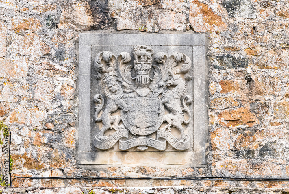 Royal Coat of Arms in Castle Cornet, St. Peter Port, Guernsey, Channel ...