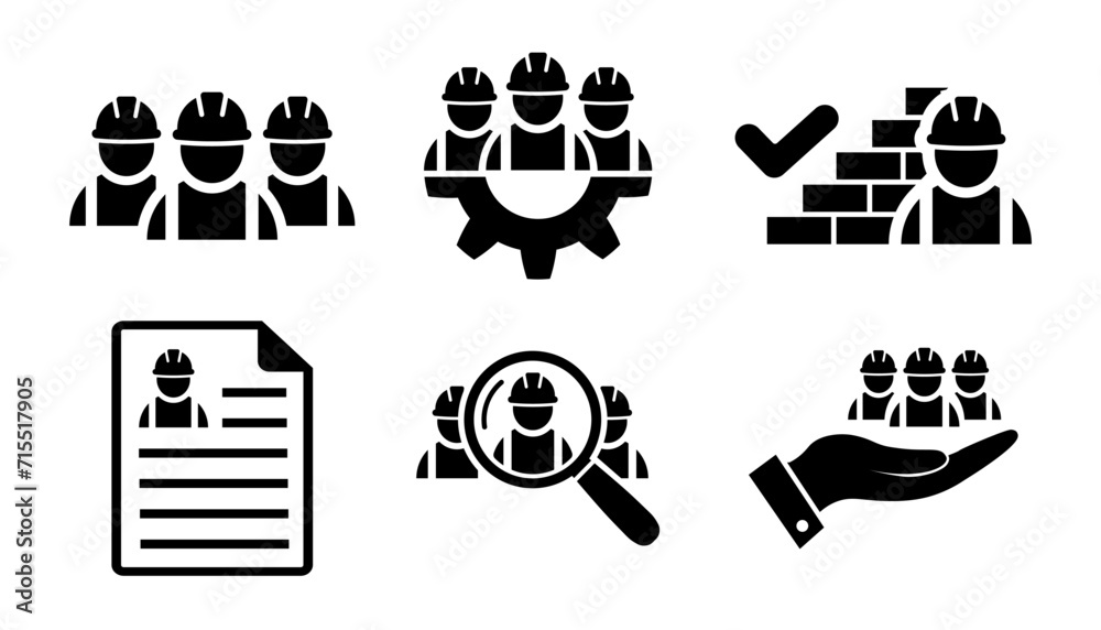 Good job of construction worker symbol. Building contractor icon set in ...