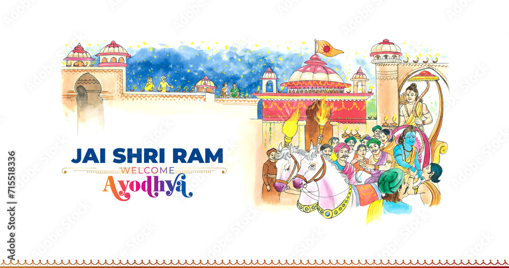 Jai Shri Ram welcome ayodhya temple poster design. Indian hindu god ...