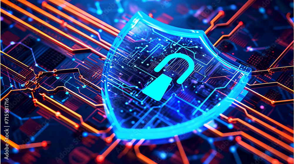 Concept diagram of the safety chip on the circuit board. Stock ...