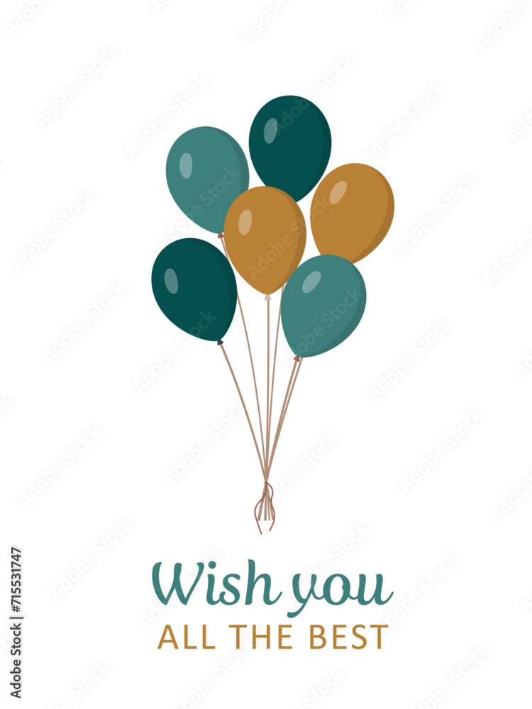 Wish you all the best card with balloons Stock Vector | Adobe Stock