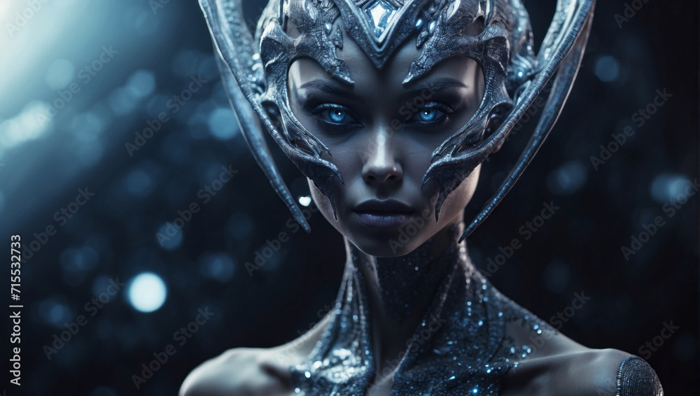 Beautiful female Water Alien character. Alien Concept. Hybrid water ...