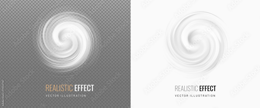 Cream milk circle is view top on transparent and white background ...