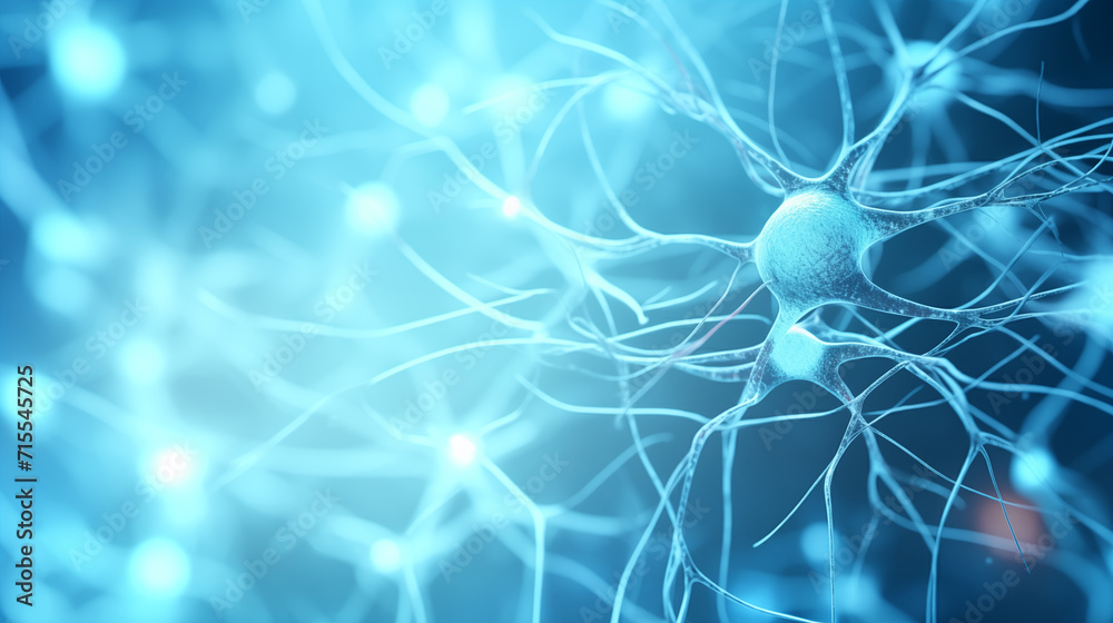 Digital illustration depicting a network of neurons with synapses ...