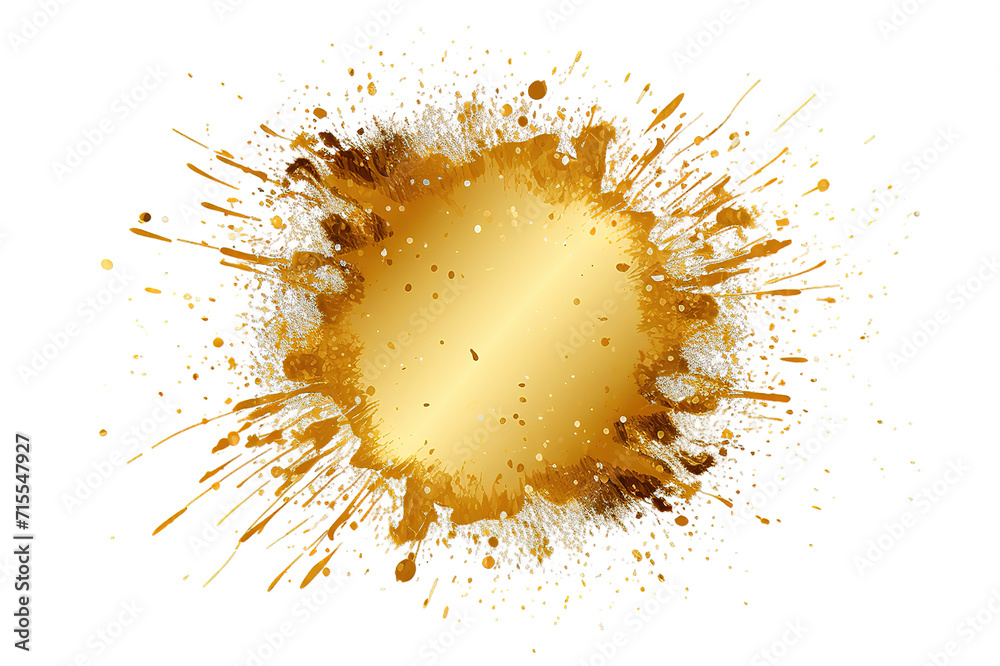 Golden Ink blot splashing A drop of ink, diffuse spots. isolated on a ...