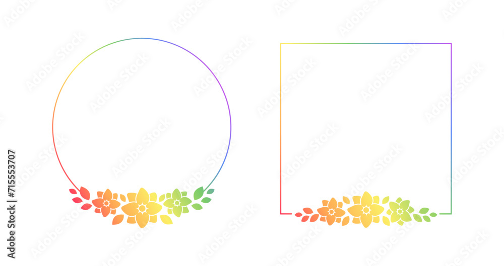 Rainbow floral frame template set. Pride Month Frame Border Design ...