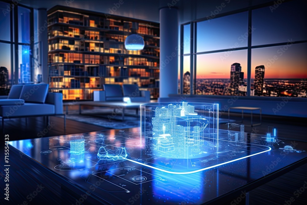 smart home setup. A modern living space equipped with smart home ...