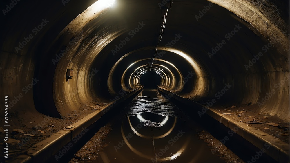 Underground sewer tunnel abandoned dark scary dirty passage from ...