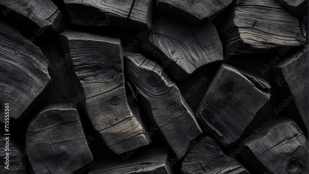 Charred burned wood texture background, black charcoal close up from ...