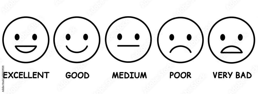 feedback emoticon customer review rating icon isolated on white and ...