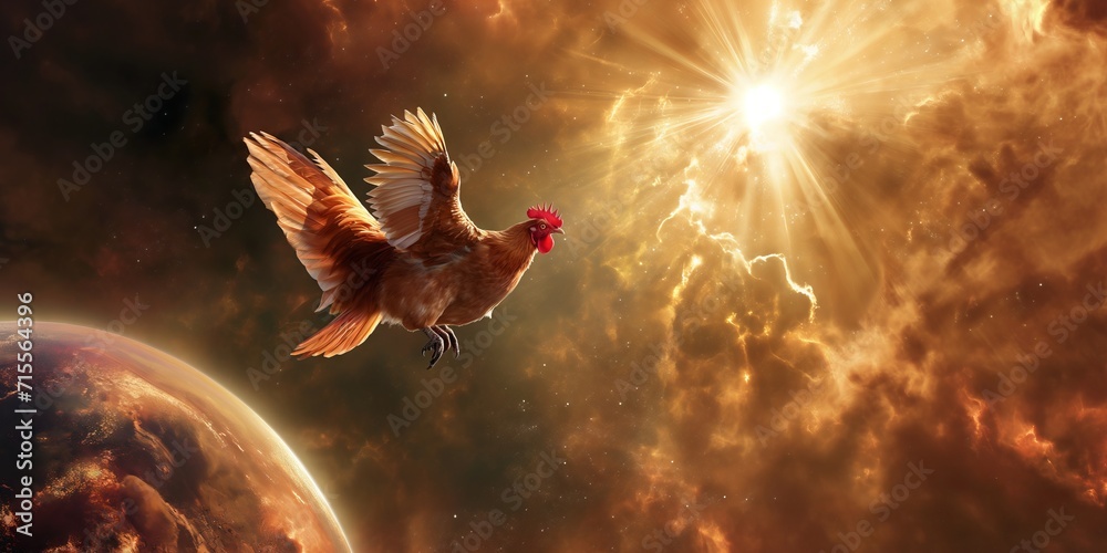 Interstellar Hen and Egg Voyage - Cosmic Poultry Adventure with Earth ...