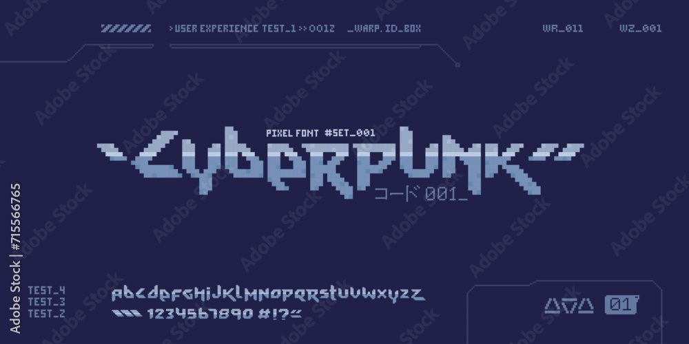Pixel Cyberpunk - retro font in 80s 90s style. Vintage pixel Sci-Fi ...