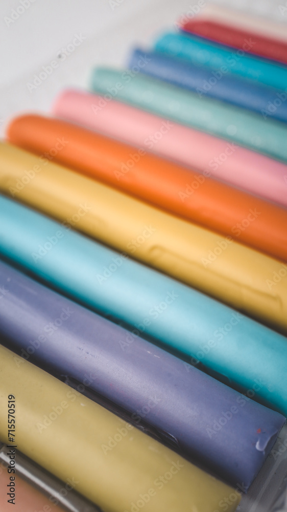 Multi-colored plasticine in a box close-up, background or texture Stock ...