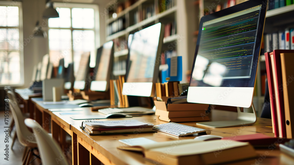 Classroom Technology: A modern classroom with technology, computers ...