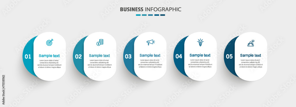 Business infographics number options template with 5 steps. Can be used ...