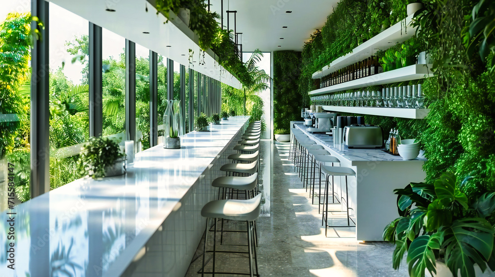 Urban Cafe Design: The design of a modern urban cafe with a green ...