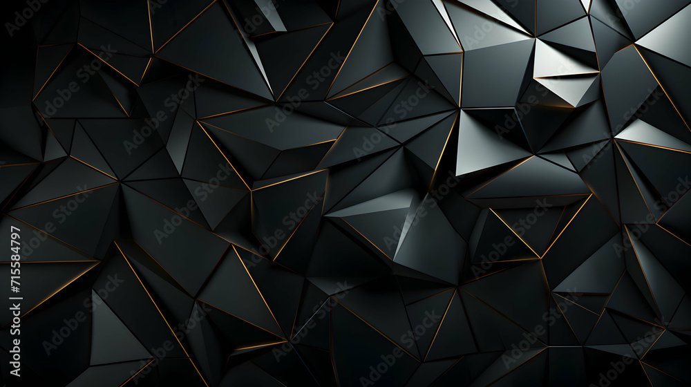 Abstract black and white background with random geometric triangle ...