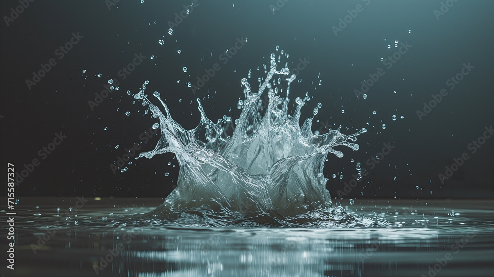 AI generated illustration of water splashing into a surface creating a ...