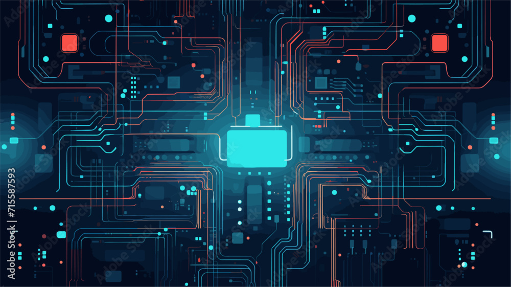 digital circuit board elements, portraying futuristic and tech-oriented ...