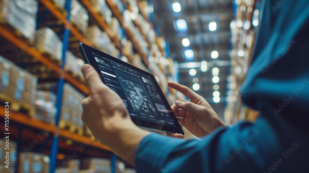 Smart Warehouse,Inventory management system concept.Manager using ...