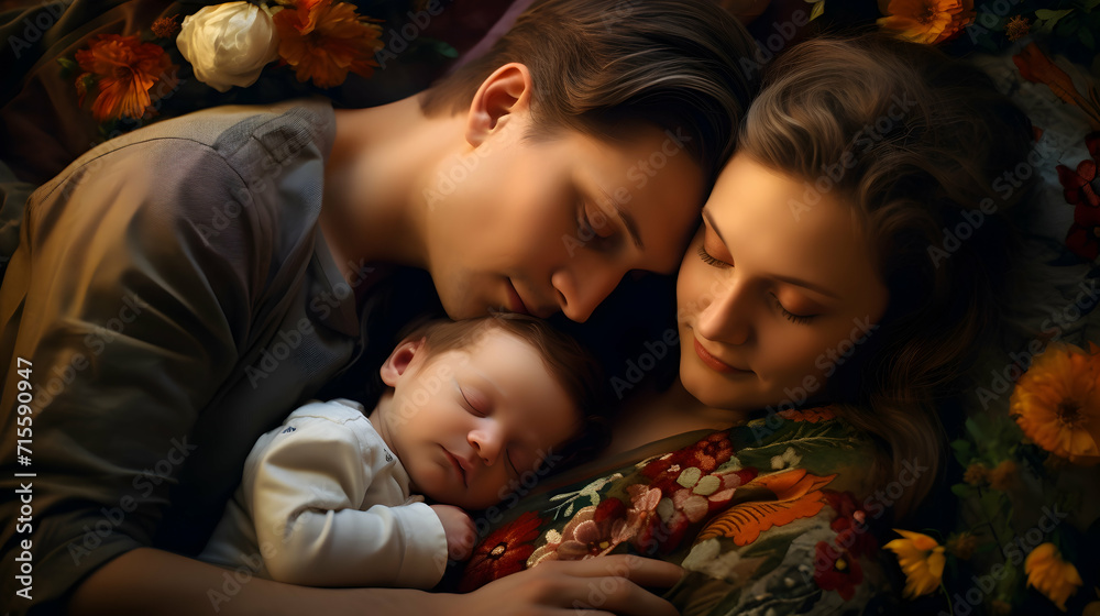 Blissful Family Bonding: Touching scene of familial love as the mother ...