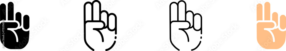 Two finger hand icons. Different styles, two fingers hand icons, index ...