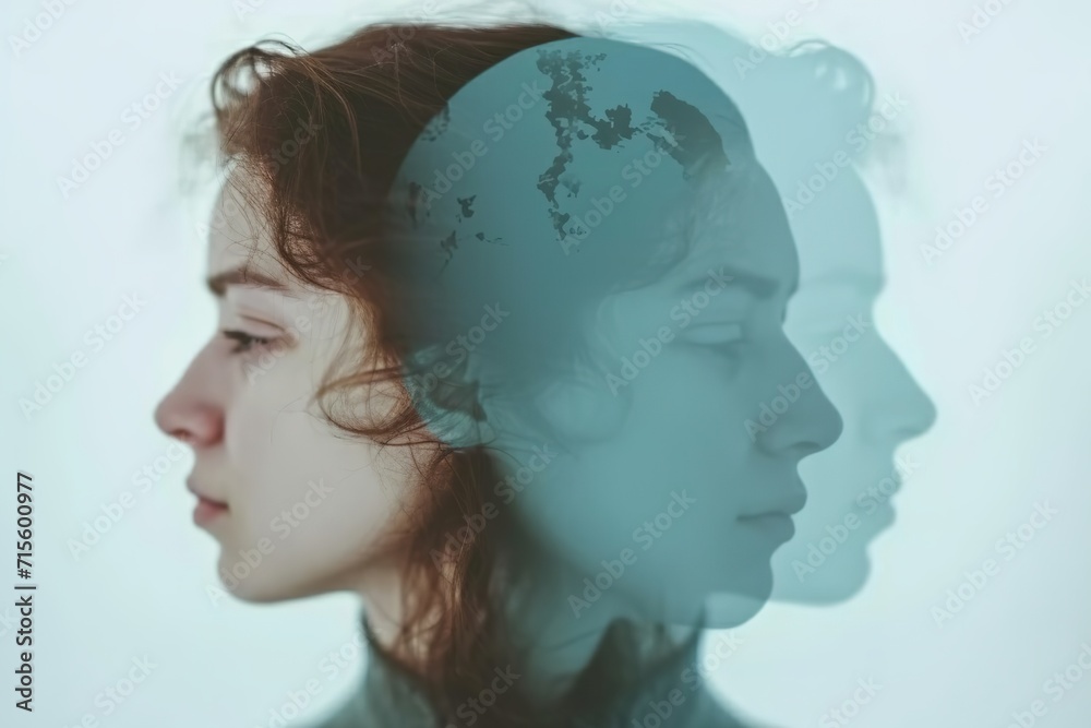 world bipolar day, one girl two personalities, double exposition with ...