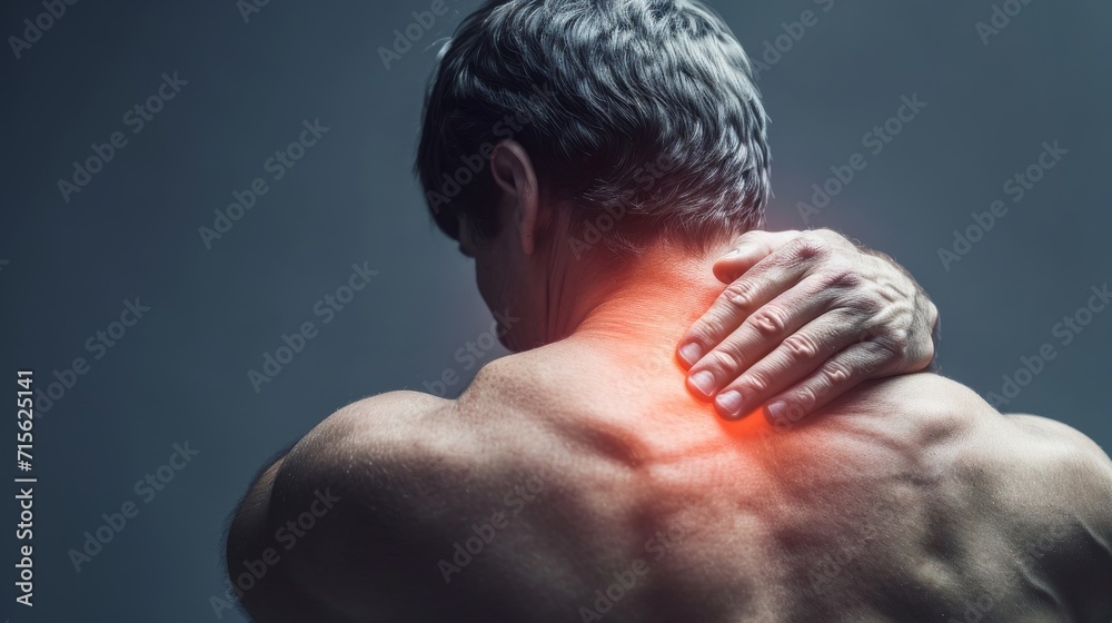 Man suffering from shoulder pain. Joint problems and arthritis. Health ...