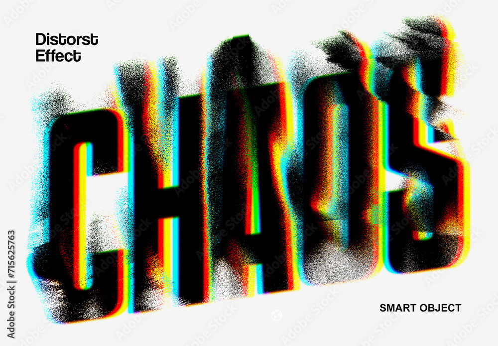 Retro Glitch Distortion Text Effect Mockup Bundle Stock Template ...