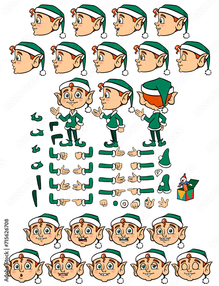 Cartoon Elves character for creating animation. Elves with different ...