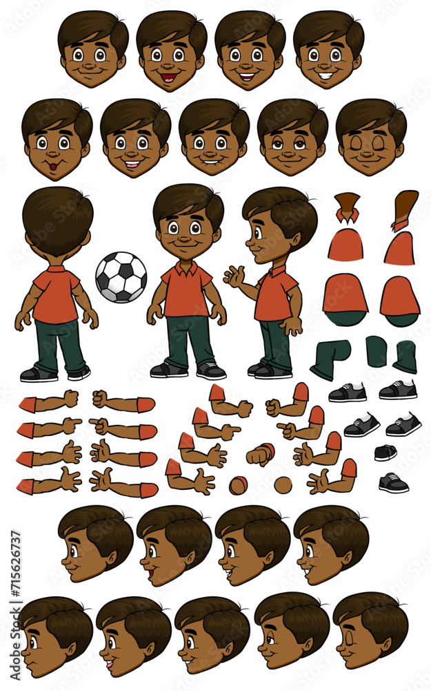Vetor de Set of elements for creating a boy character animation. boy ...